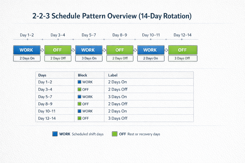 2-2-3 Work Schedule: Meaning, Benefits & Examples